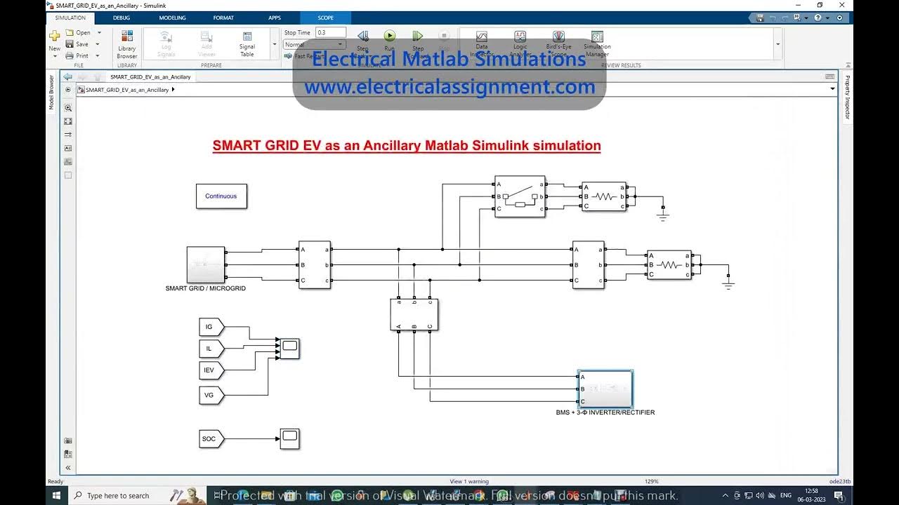 SMART GRID EV as an Ancillary Matlab Simulink simulation - YouTube
