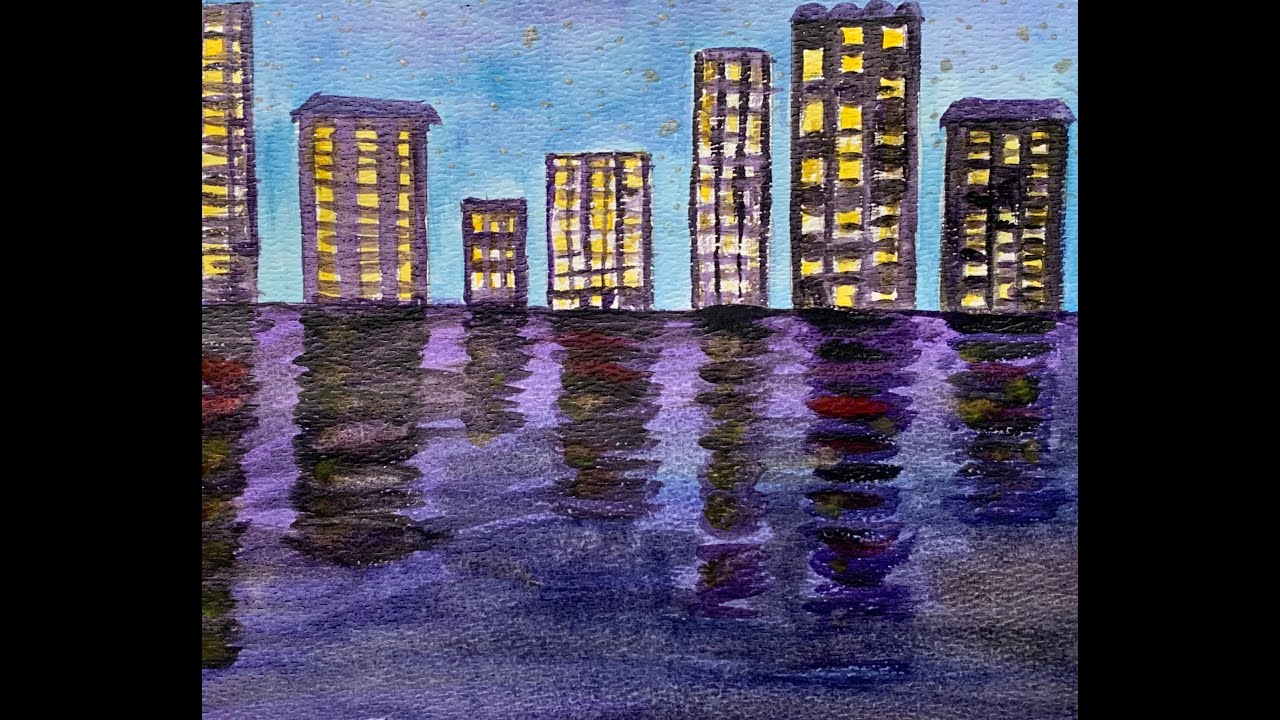 Cityscape Reflection in Watercolours - YouTube