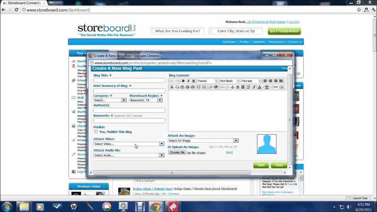 Uploading a Blog to your Storeboard.com account - YouTube