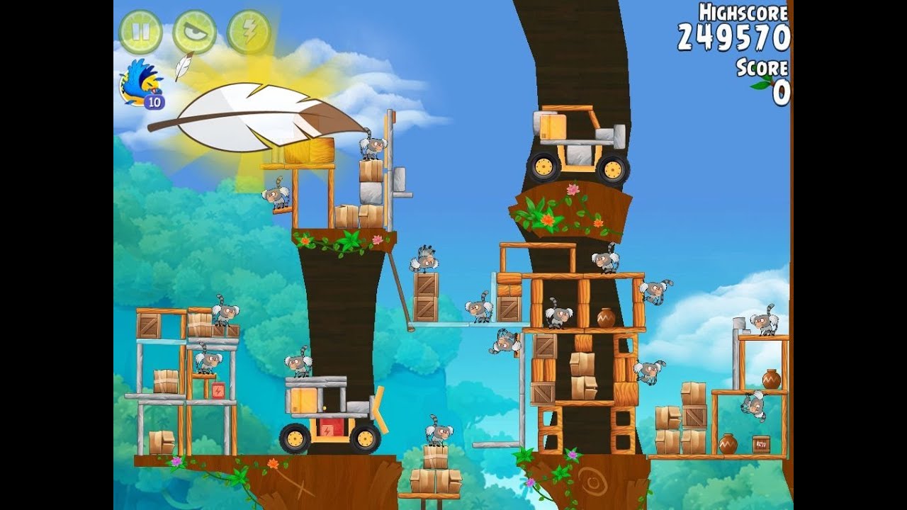 Angry Birds Rio Timber Tumble Level 16 Mighty Eagle Walkthrough - YouTube