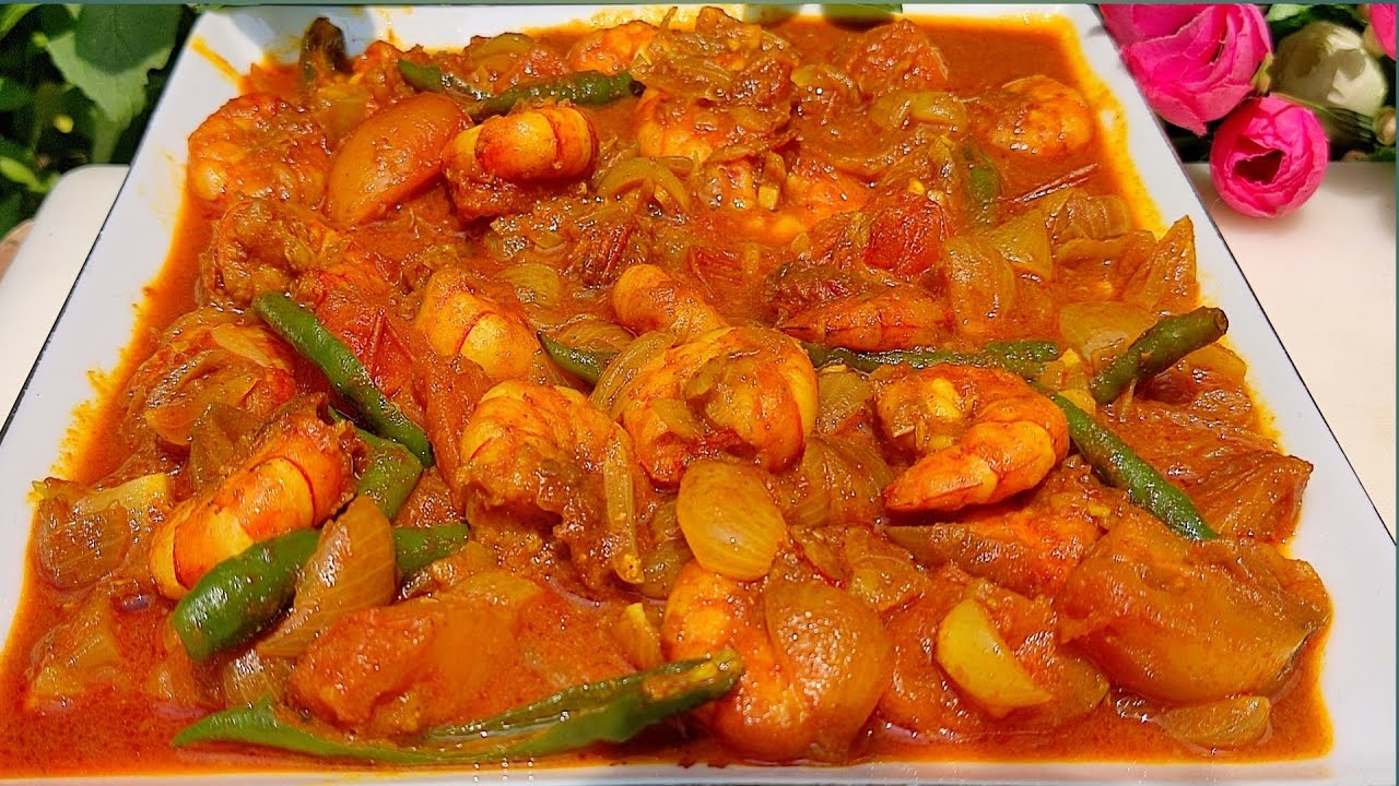 চিংড়ি মাছের দোঁপেয়াজা। Shrimp / Prawns Dopiaza / Vuna । Easy Recipe ...