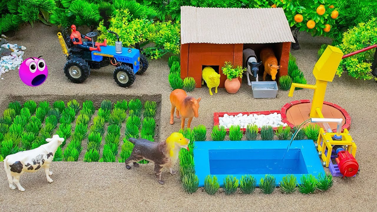 Diy mini tractor and bike helping animals - YouTube