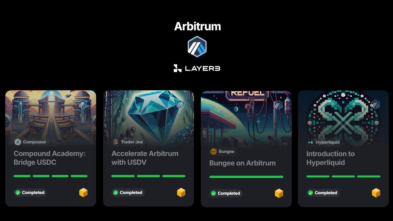 Layer3 Quests on Arbitrum: Bungee, TraderJoe, Compound, Hyperliquid - YouTube