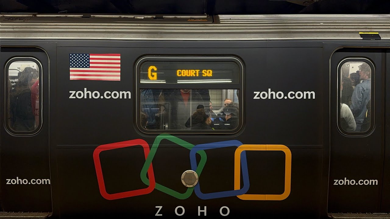R160 Ad-Wrapped for Zoho on the G Train - YouTube
