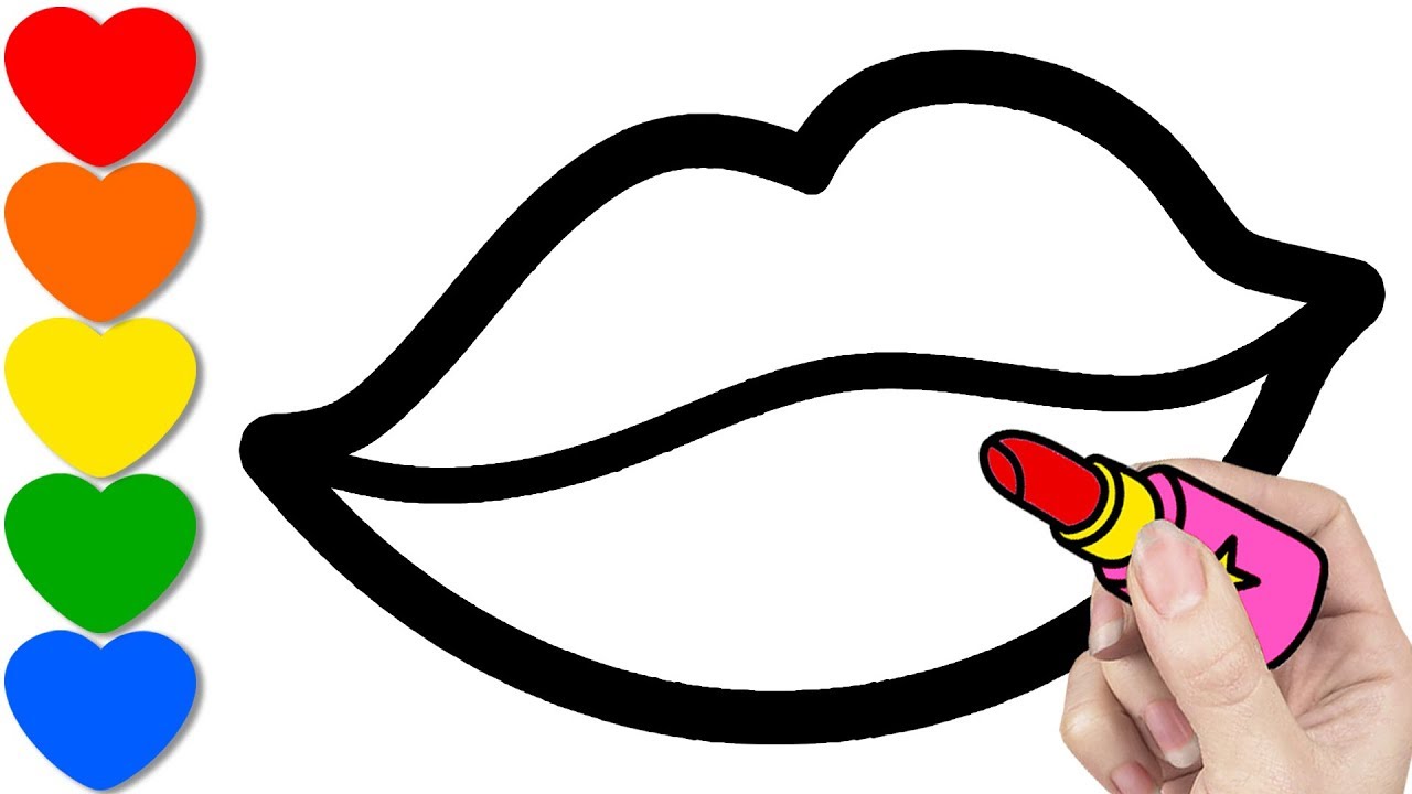 Lips painting for toddlers, coloring for kids - YouTube