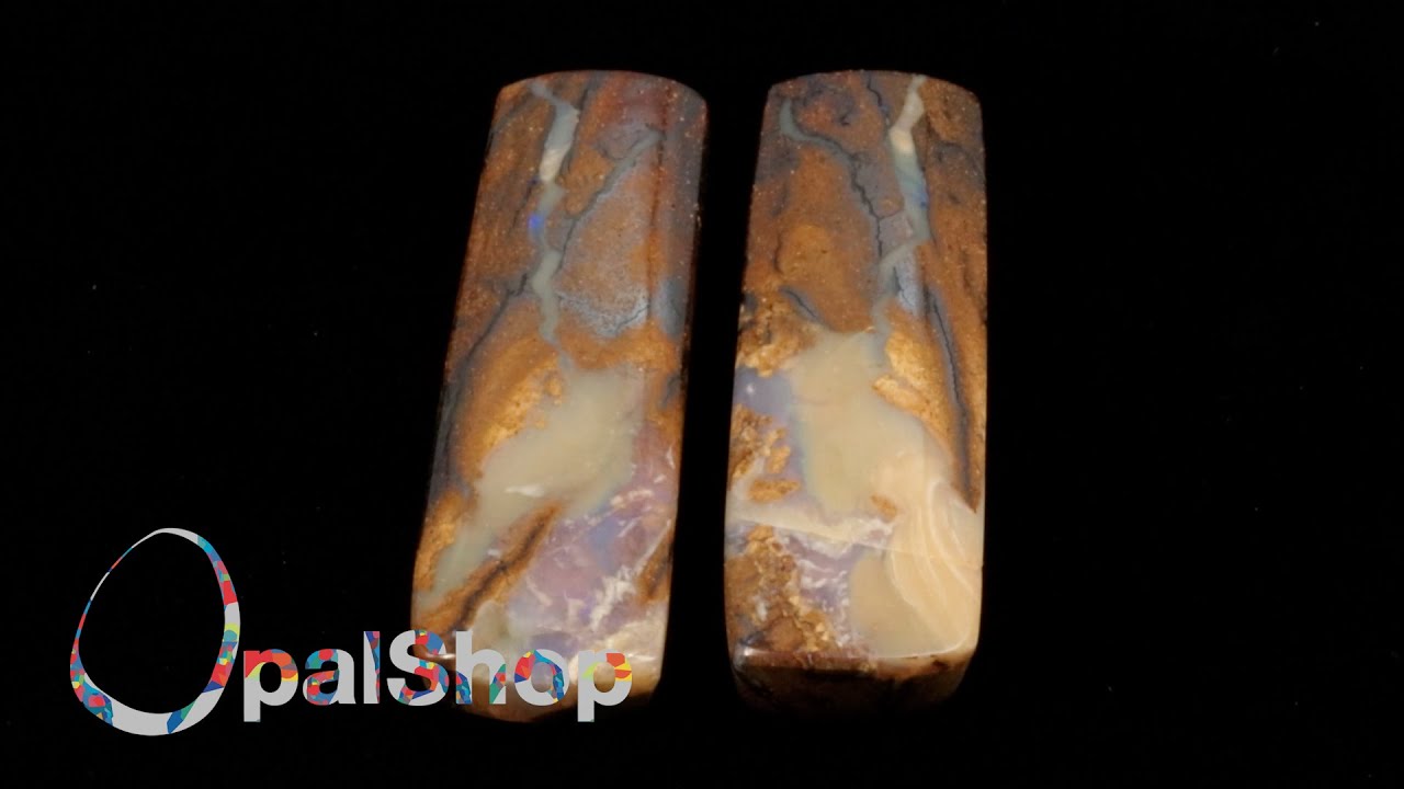Boc808 - Pair Cut Boulder Opal from Queensland Australia - YouTube