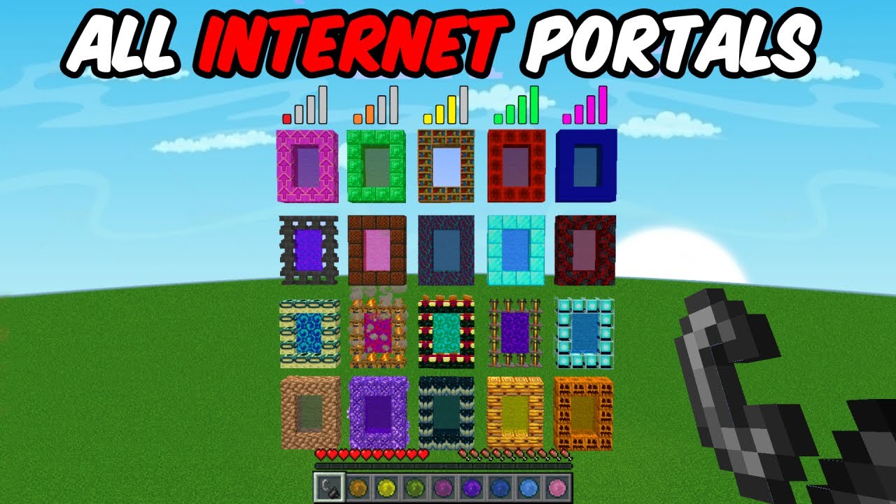 all nether portals with different internet in Minecraft - YouTube