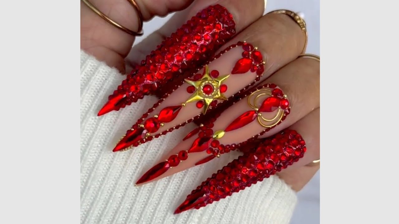 𝘽𝙚𝙙𝙖𝙯𝙯𝙡𝙞𝙣𝙜 𝙍𝙪𝙗𝙮 𝙍𝙚𝙙 Nail Art Tutorial - YouTube