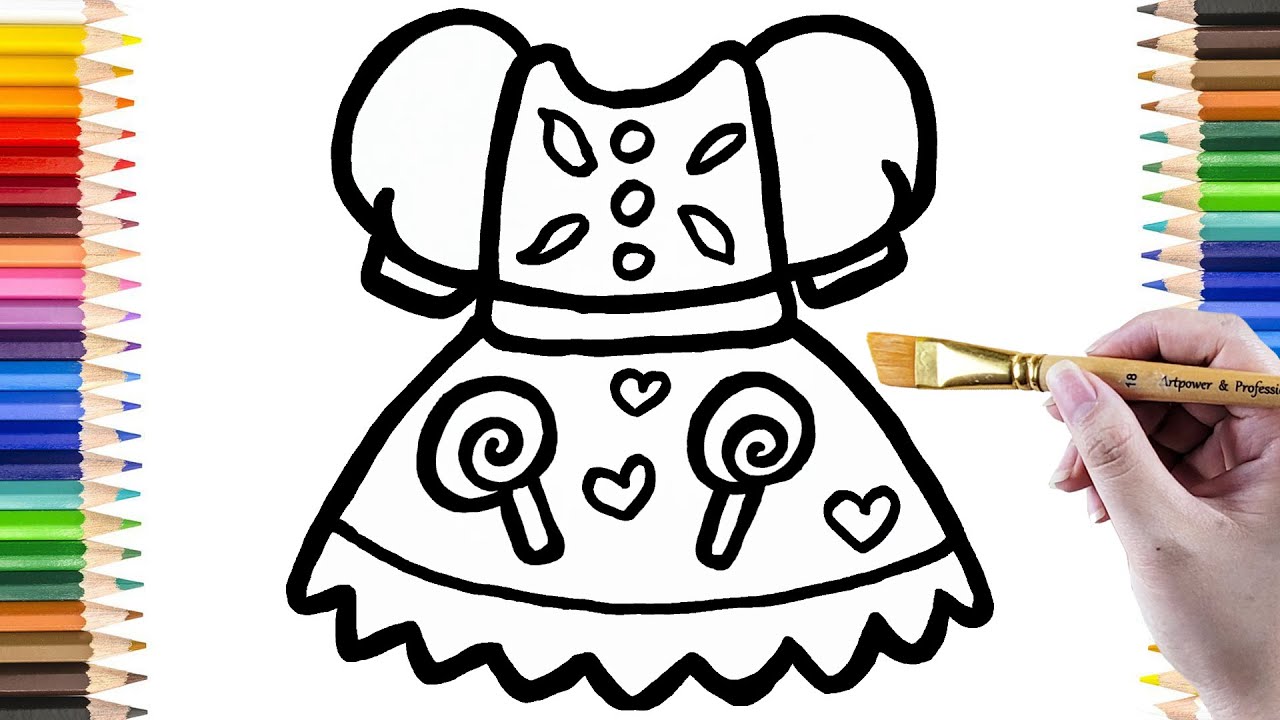 Cute Design Dress Drawing for Girls, learn to Draw and color - YouTube