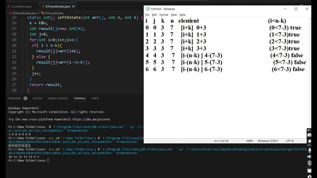 Rotate the array to the left by k steps - YouTube
