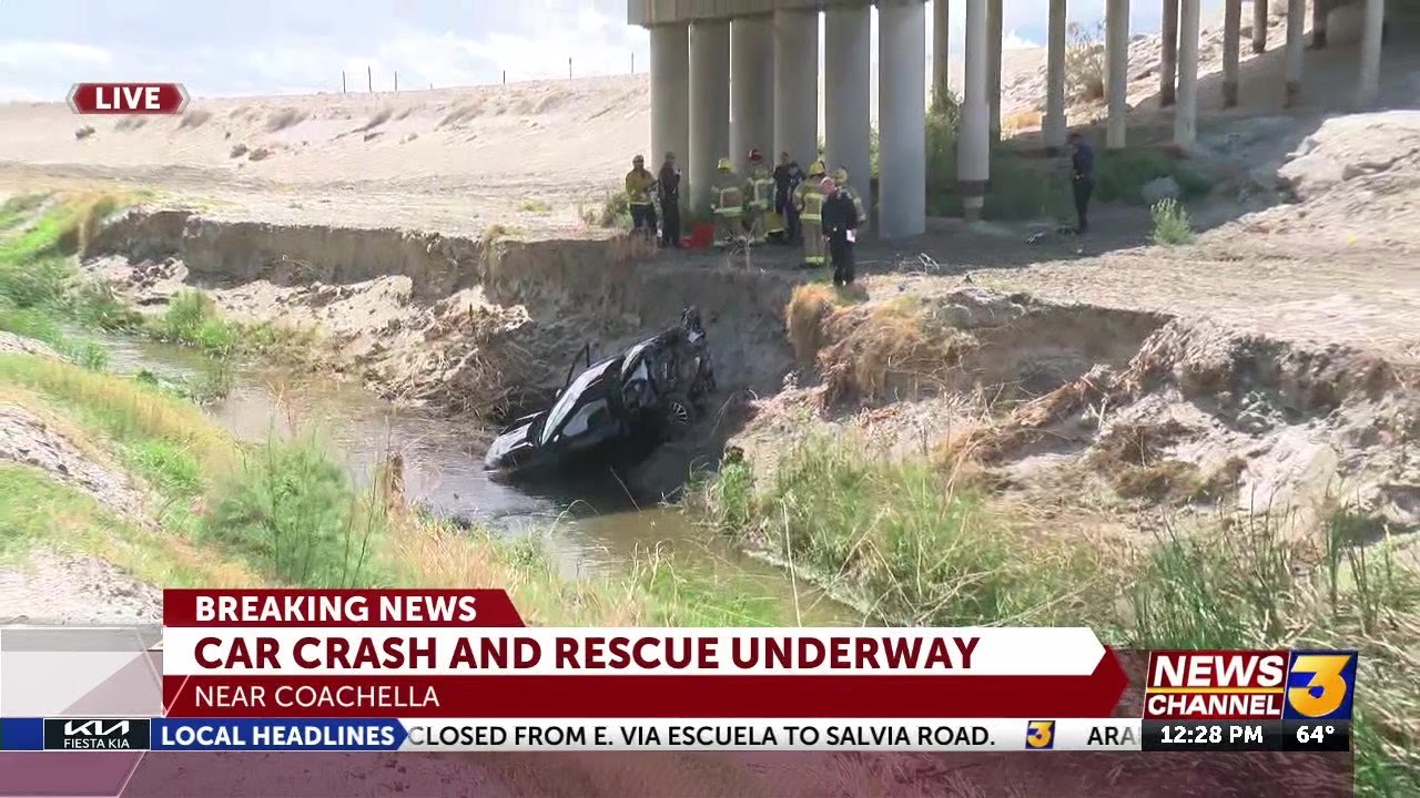 Person airlifted after crash into wash near Coachella - YouTube