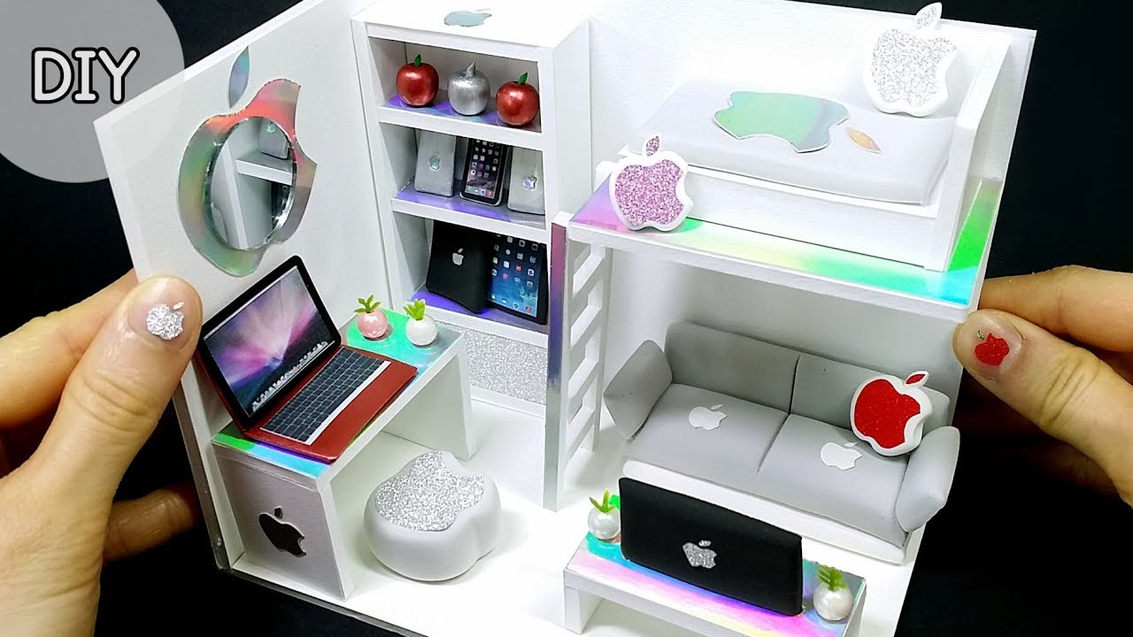 DIY Mniature dollhouse room - Apple Room ! - YouTube