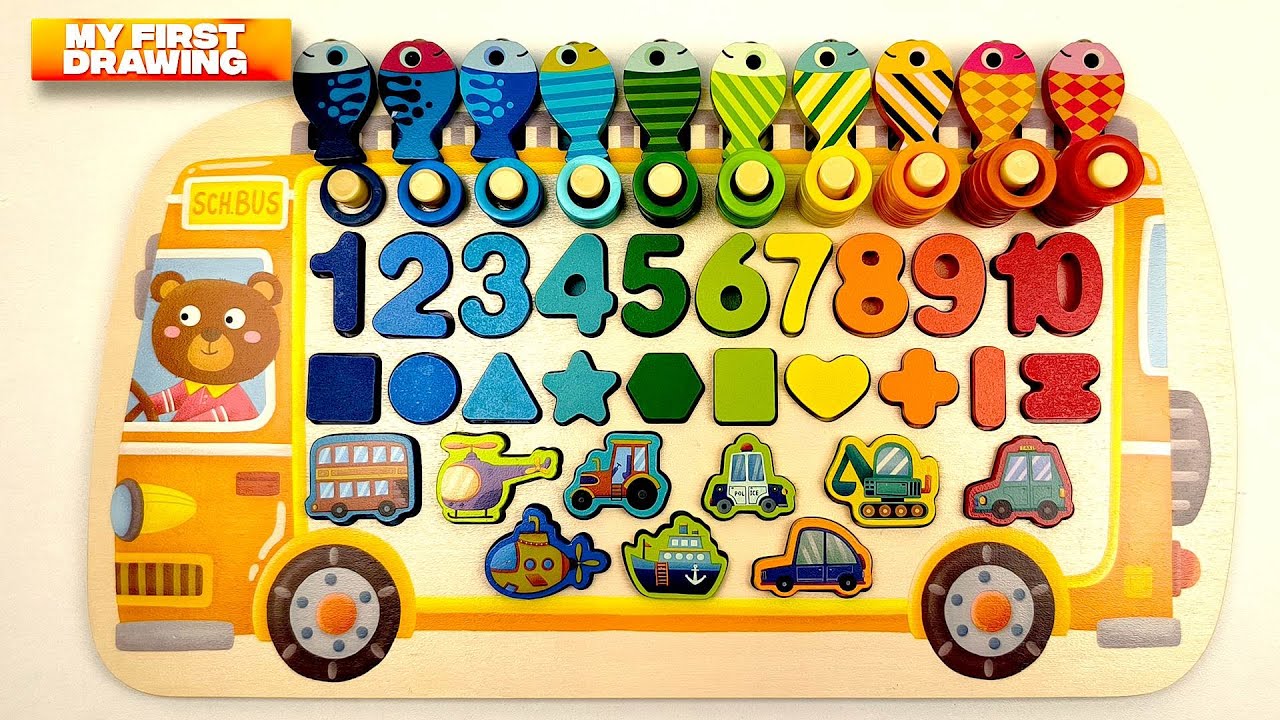 Best Learn Shapes, Numbers, Counting 1 to 10 with School Bus Puzzle ...