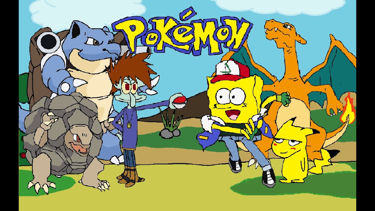 Spongebob vs Squidward POKEMON BATTLE - YouTube