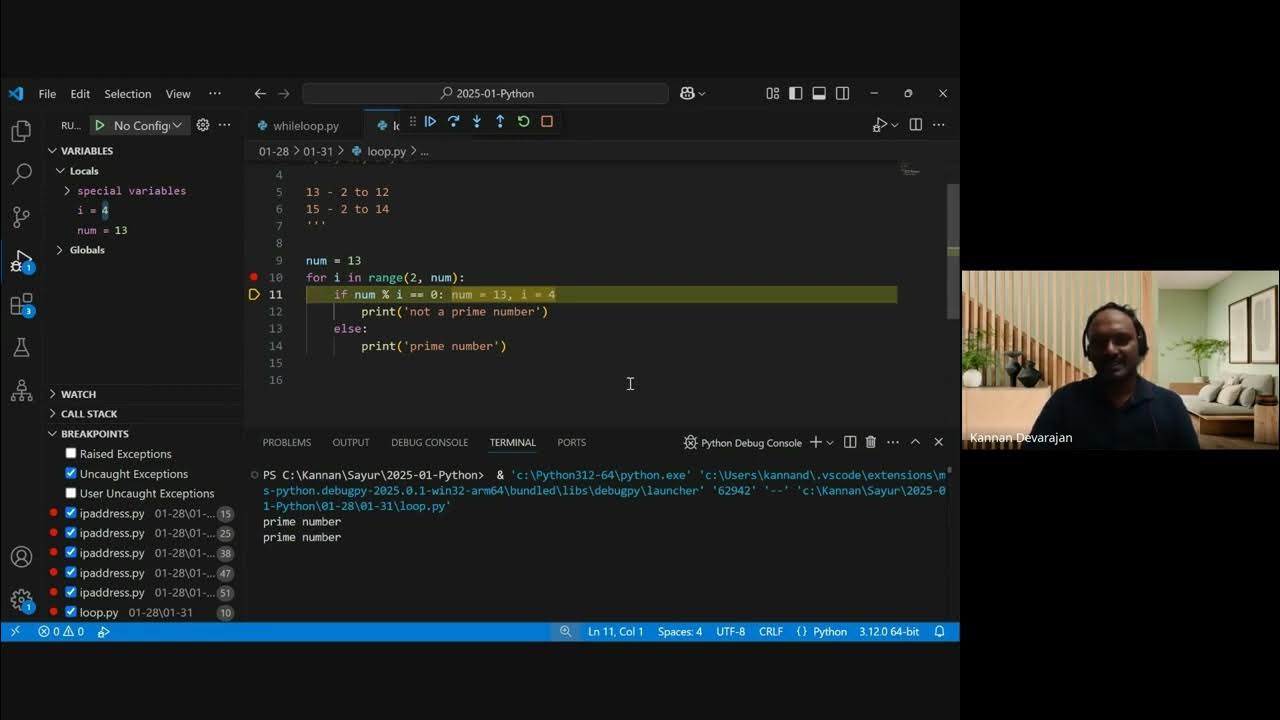 Python - Learning break statement using prime number program (in Tamil) - YouTube