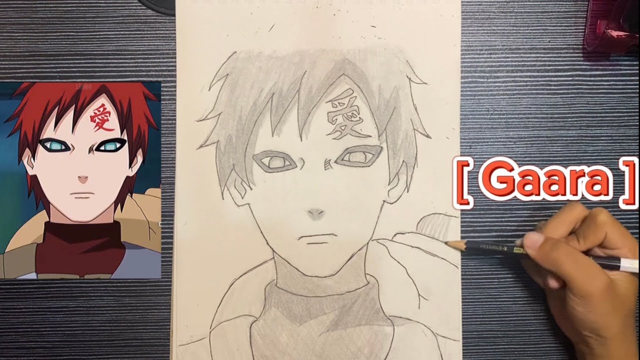 Drawing of Gaara from naruto shippuden | Tutorial video | Art | Sketch ...