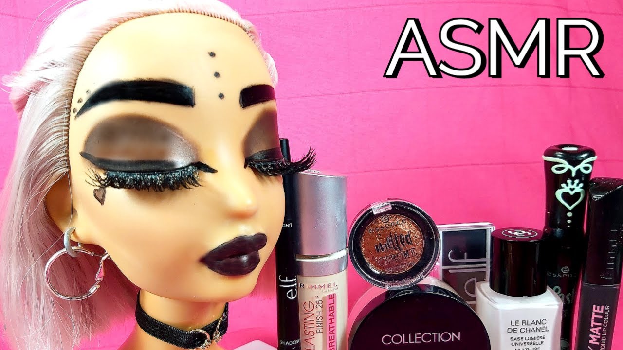 ASMR • Goth Makeup on Styling Doll Head • Whispered - YouTube