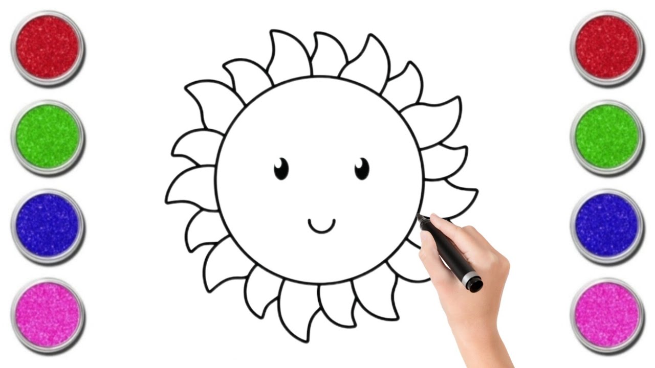 Sunflower 🌻 Easy Drawing, Panting & Colouring for Kids and Toddlers ...