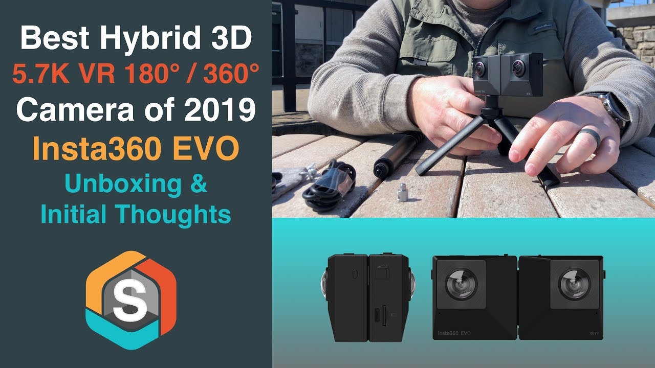 Best Hybrid 3D 5.7K VR 180° / 360° Camera of 2019 Insta360 EVO Unboxing ...