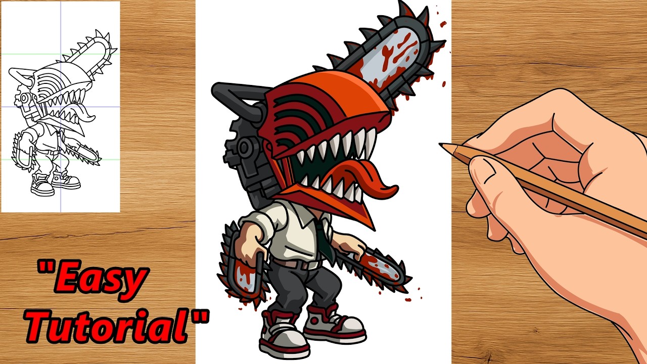 How to Draw Denji Chibi from Chainsaw Man – Very Easy Step-by-Step ...