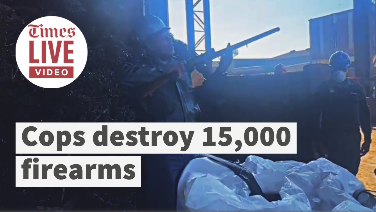 Rifles and handguns destroyed by SAPS - YouTube