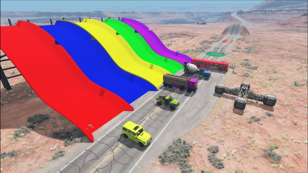 Cars vs Slide x RoadBlock #53 - BeamNG Drive - YouTube