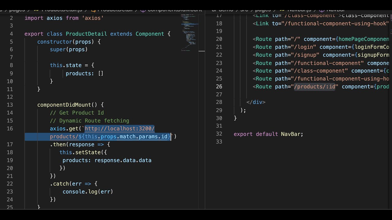 Dynamic Route Configuration, How to get path Id from URL - YouTube
