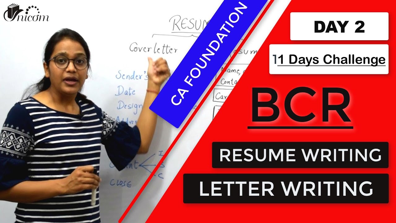 Resume & Letter Writing ll BCR- CA Foundation ll CA Anushri Agrawal ...