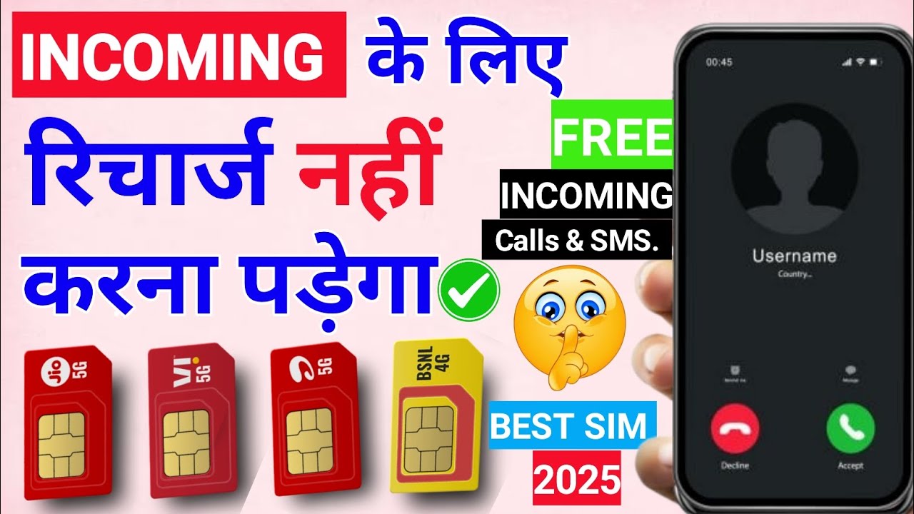 Incoming Call or SMS Recharge jio airtel vi Free outgoing Incoming Plan ...