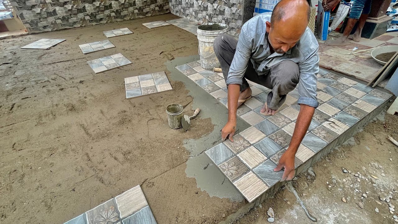 Amazing parking Tiles Design !-How to install Floor tile on Car Parking ...