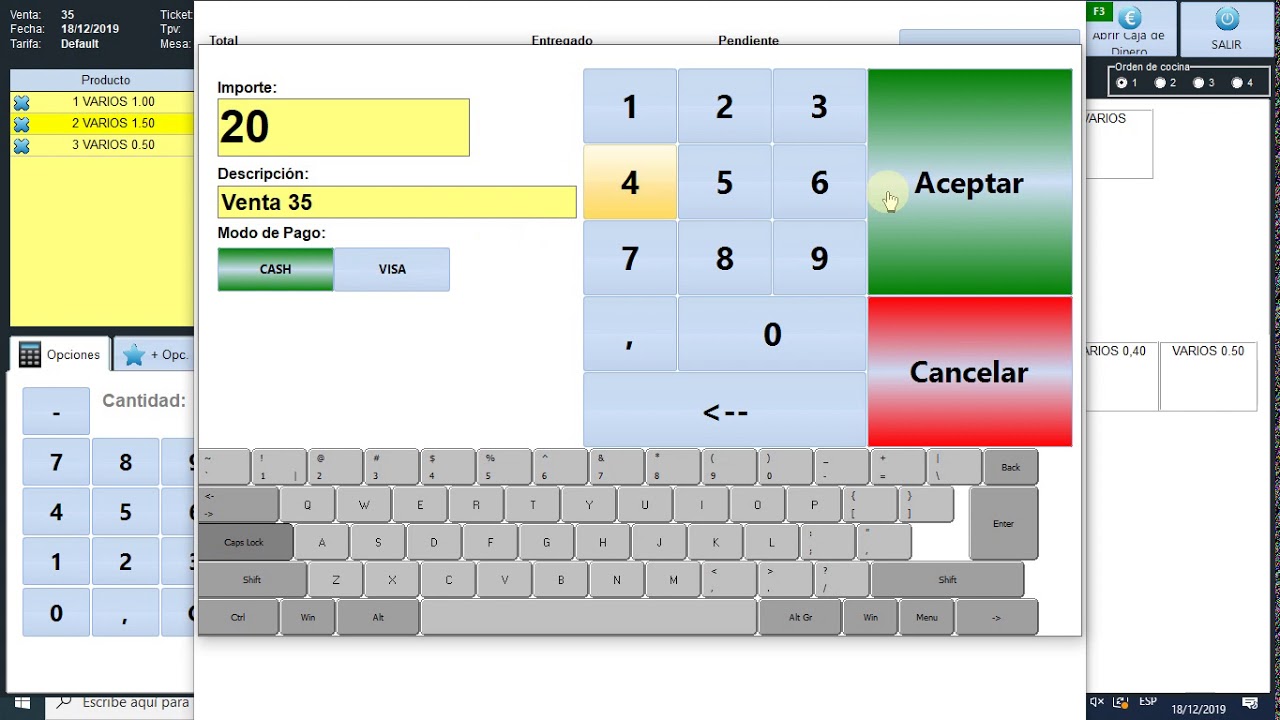 FINALIZAR VENTA CON CAMBIO EN SYSME TPV - YouTube