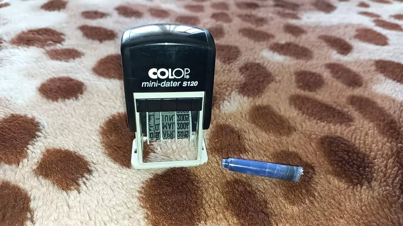 How to refill a COLOR mini-dater stamp with Schneider pen ink - YouTube