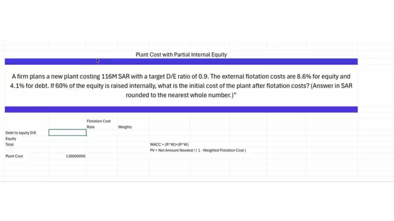Plant Cost with Partial Internal Equity - YouTube