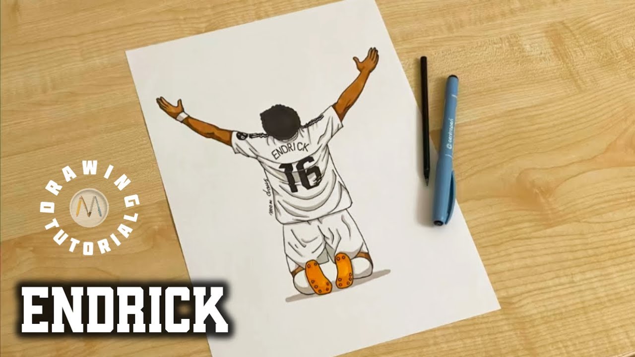 How to draw a Soccer player Endrick / Real Madrid - YouTube