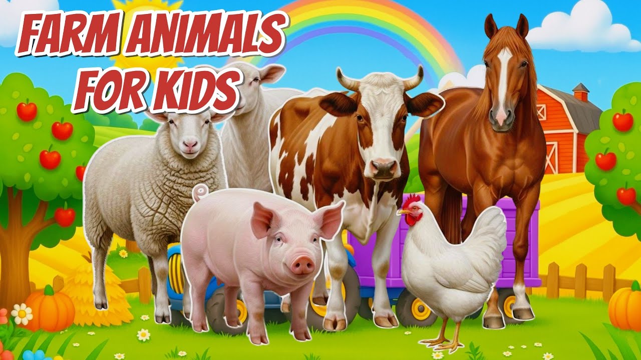 🐄 10 Farm Animals for Kids – Animal Sounds and Names - YouTube