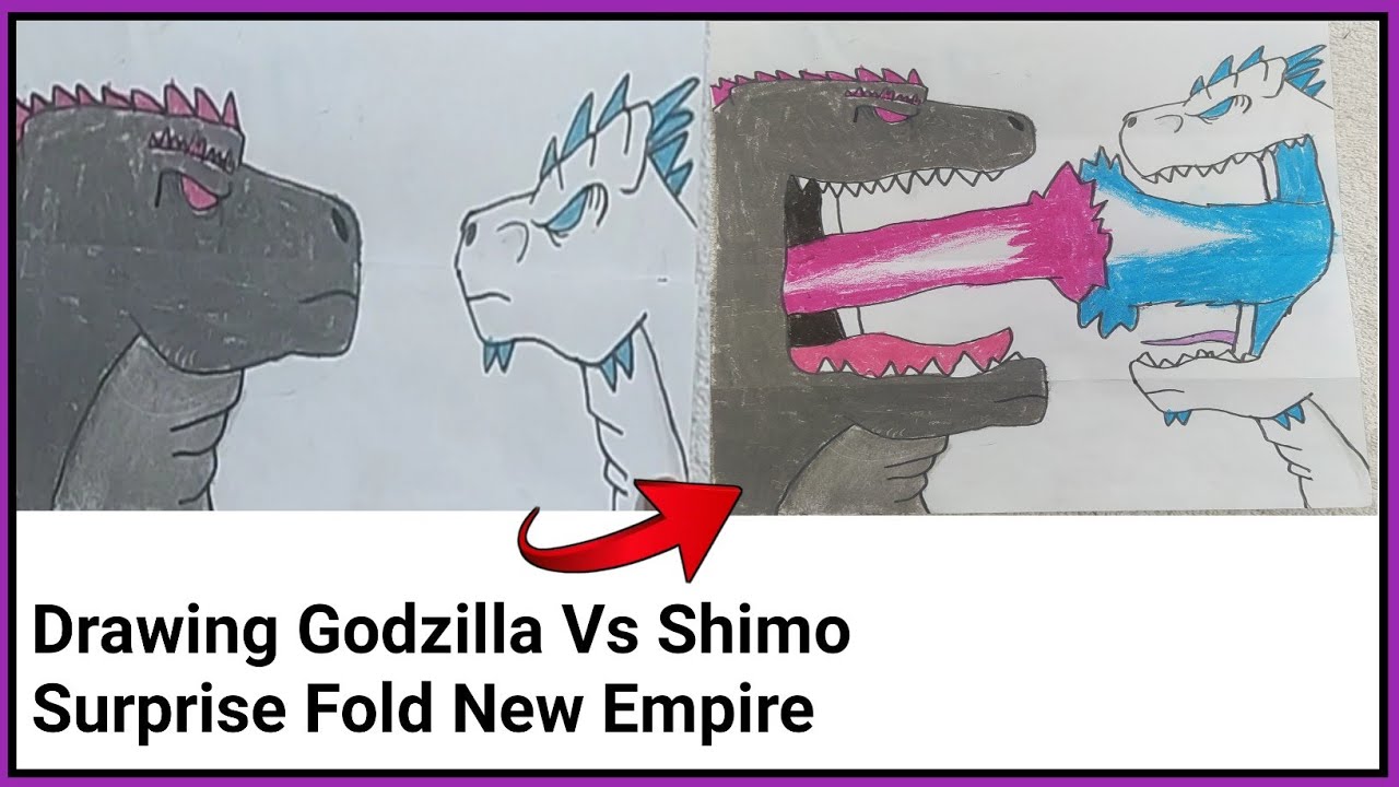 Drawing Godzilla Vs Shimo Surprise Fold New Empire ll গর্জিলা আঁকা # ...