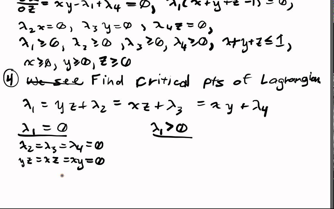 Constrained Optimization Lecture II Part 4: Lagrangian Example 4 - YouTube
