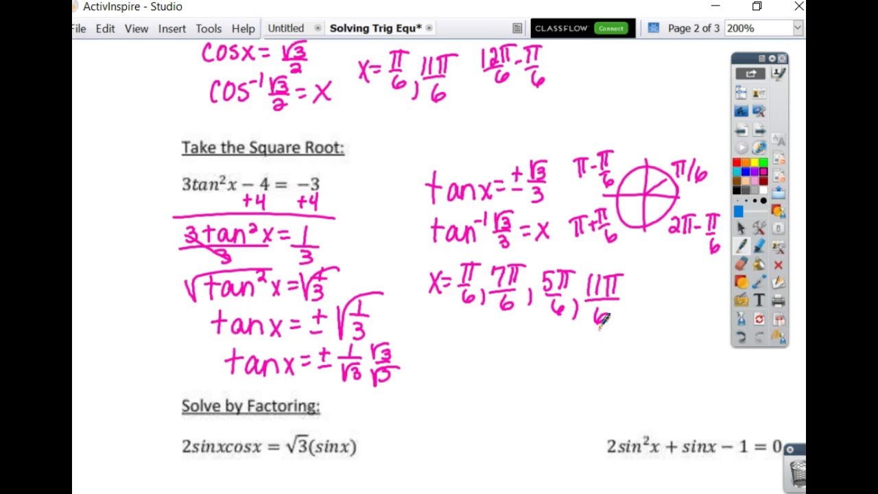 Solving Trig Equations Without A Calculator YouTube Solving Trig Equations Without A Calculator YouTube