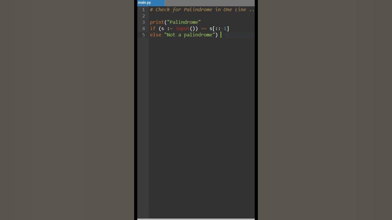 🔥 Check For Palindrome In Python With One Line Shorts Codinglife Coding Correctcoding Youtube