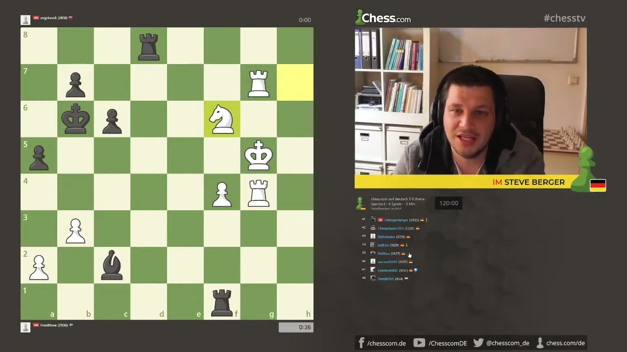 Chess.com deutsch Arena mit IM Steve Berger - YouTube