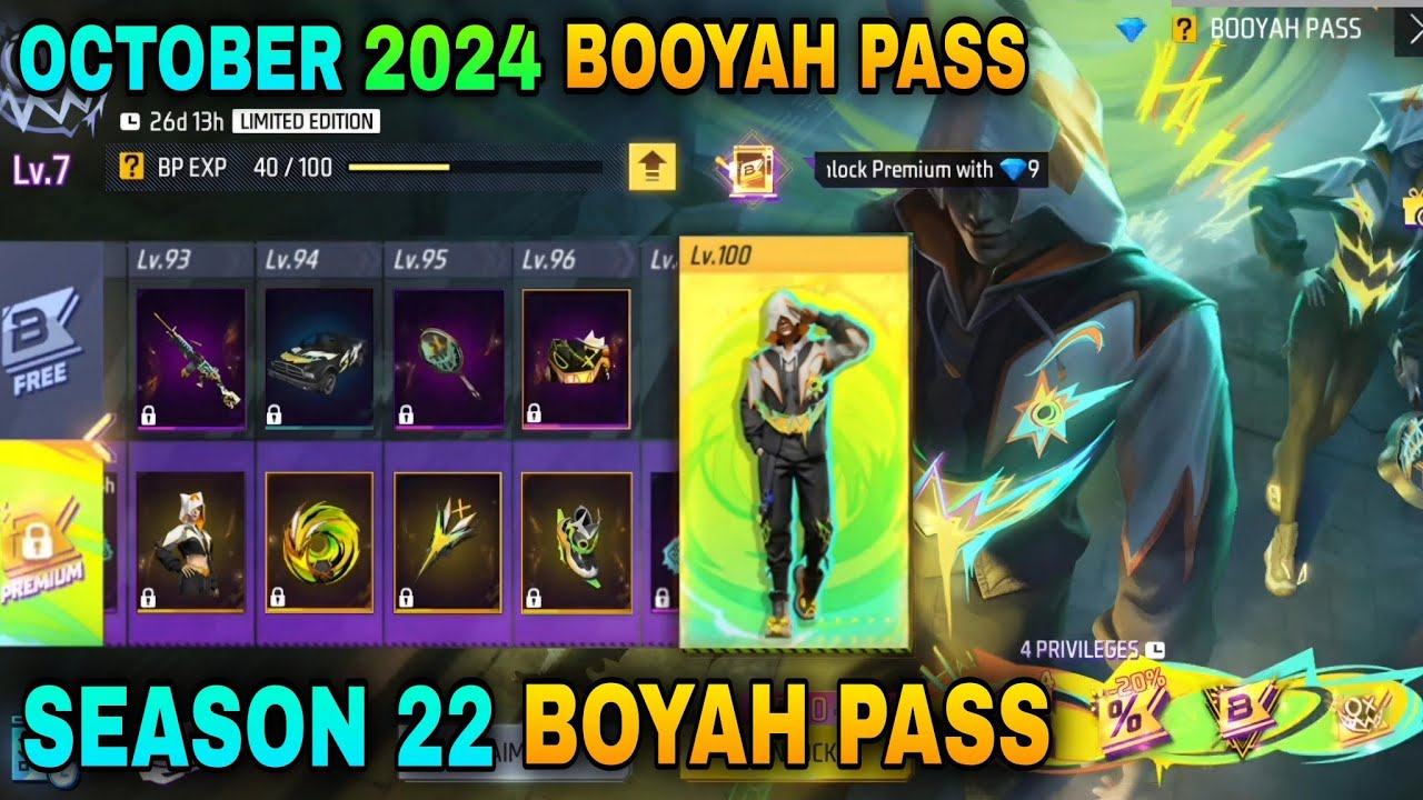 FREE FIRE OCTOBER 2024 BOOYAH PASS | FREE FIRE SEASON 22 BOOYHA PASS ...