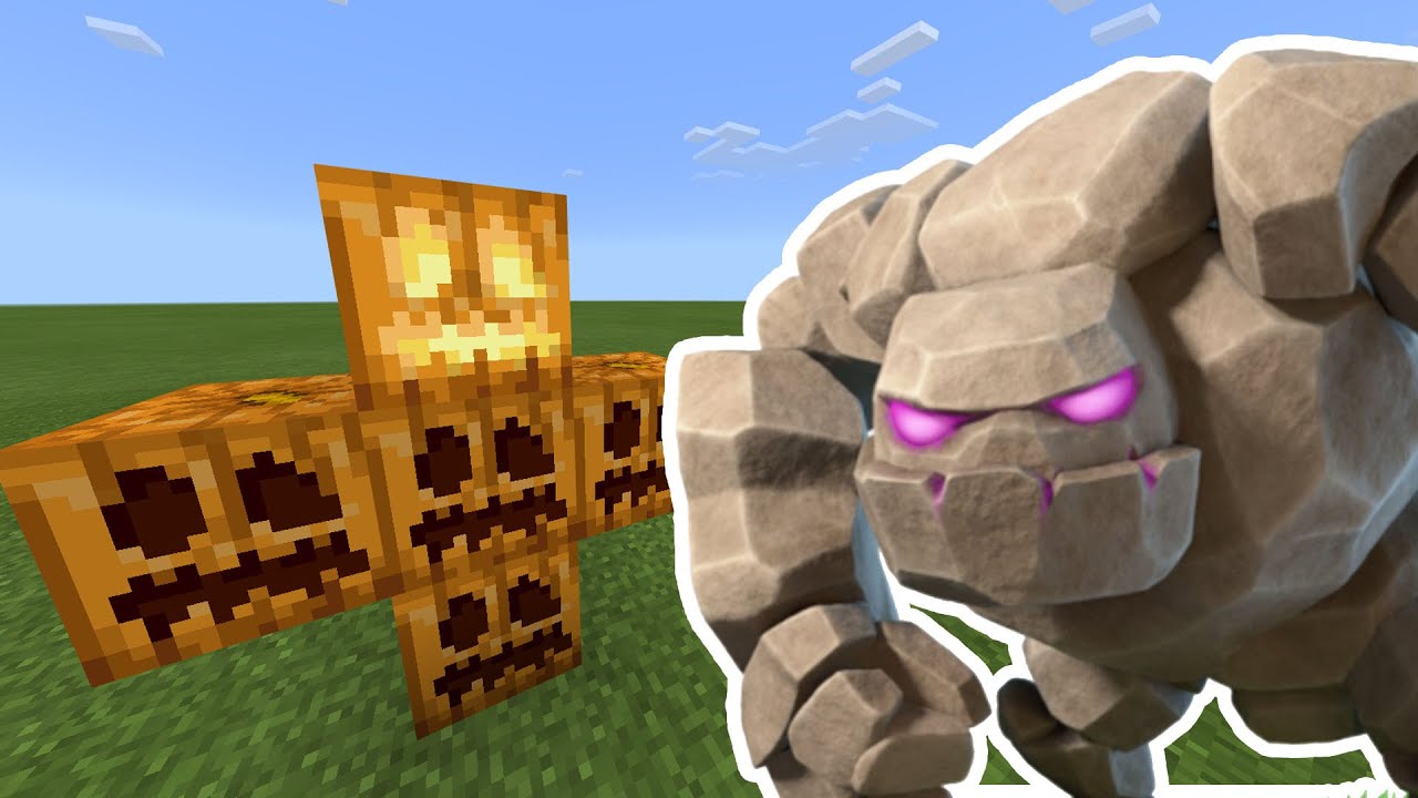 How to summon pumpkin golem in minecraft - YouTube