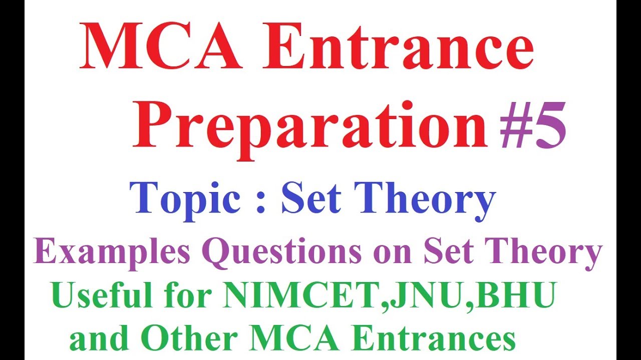 MCA Entrance Preparation #5: Example Questions on Set Theory - YouTube