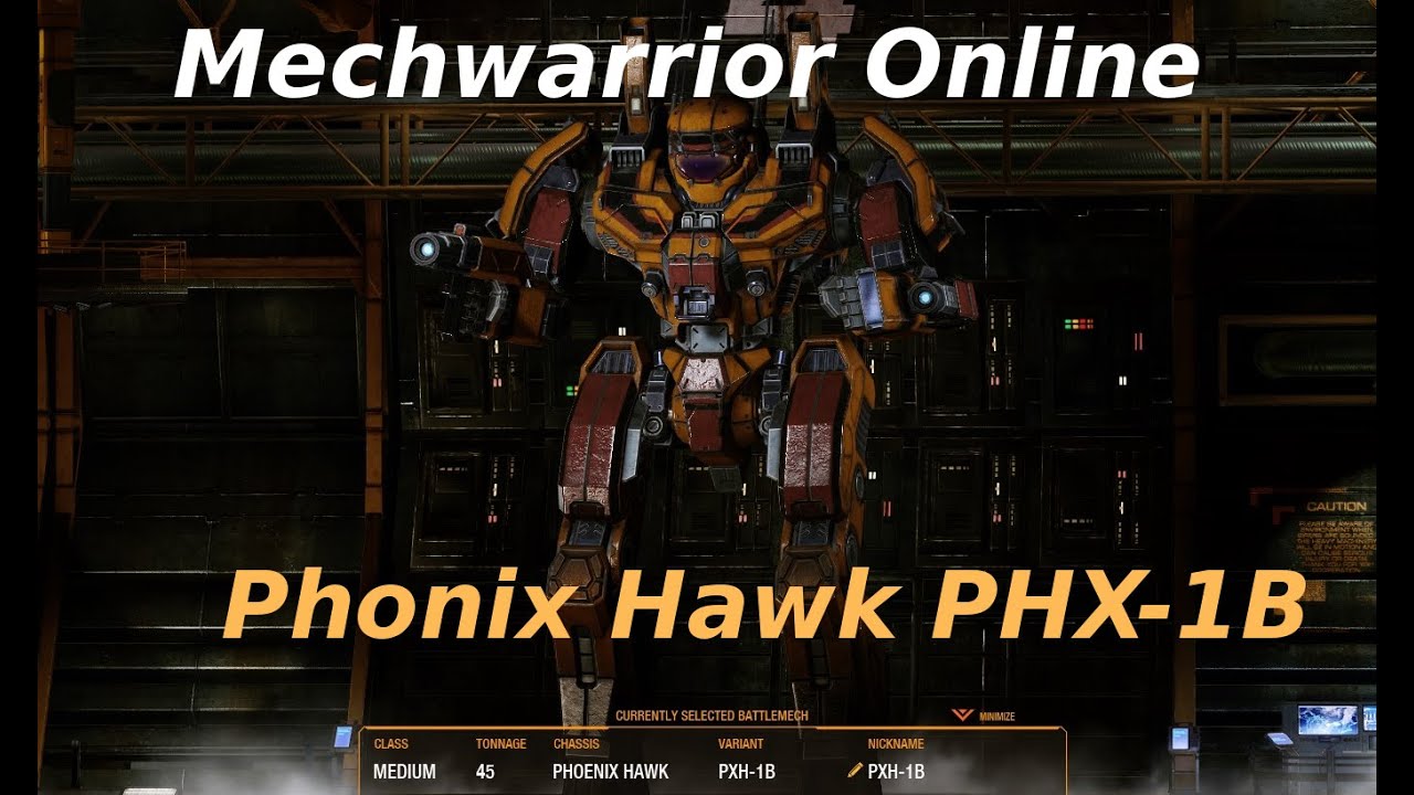 Mechwarrior Online Phoenix Hawk PHX-1B with dual ER-PPC - YouTube