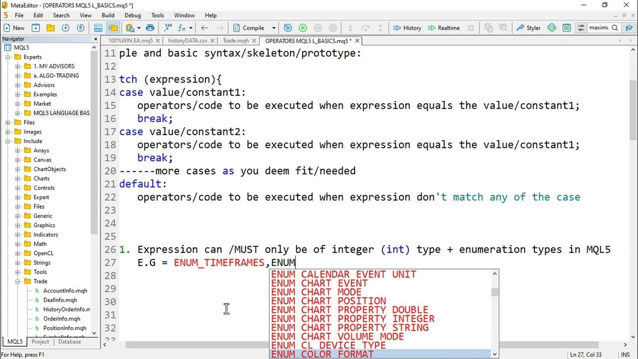 Mql5 Tutorials Switch Loop Operator The Only Video You Will Ever Need Part 194 Timelapse