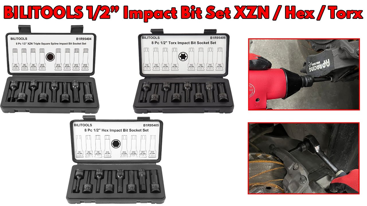 8-Piece Impact Torx Bit Socket Set 1/2 inch Drive, T30-T80, Cr-Mo Steel ...