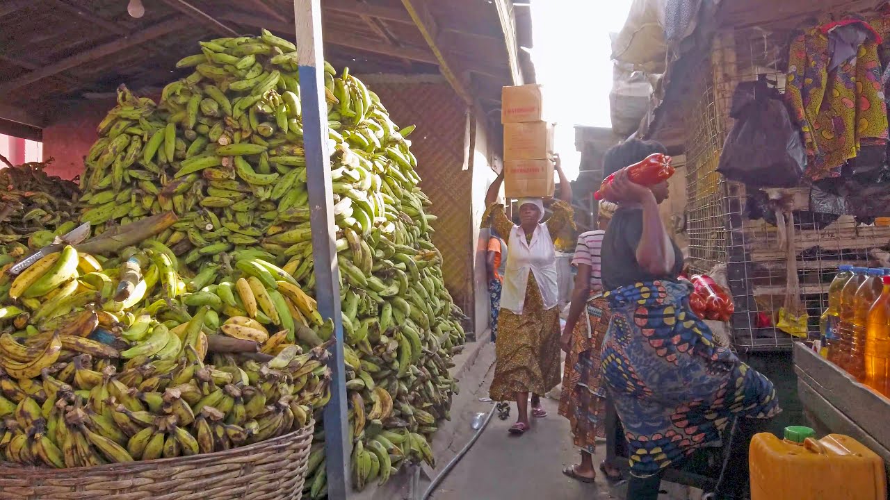 LOCAL FOOD MARKET OF GHANA ACCRA, MAKOLA - YouTube