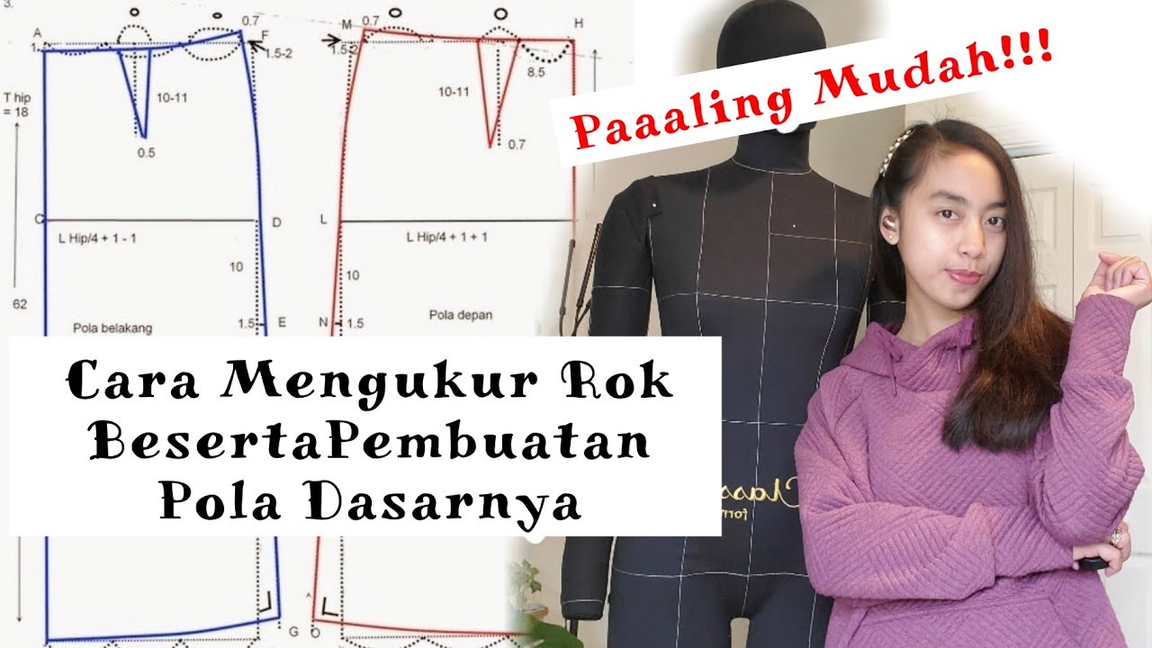 Cara Mudah Membuat Pola Dasar Rok & Cara Pengambilan Ukuran Rok - YouTube