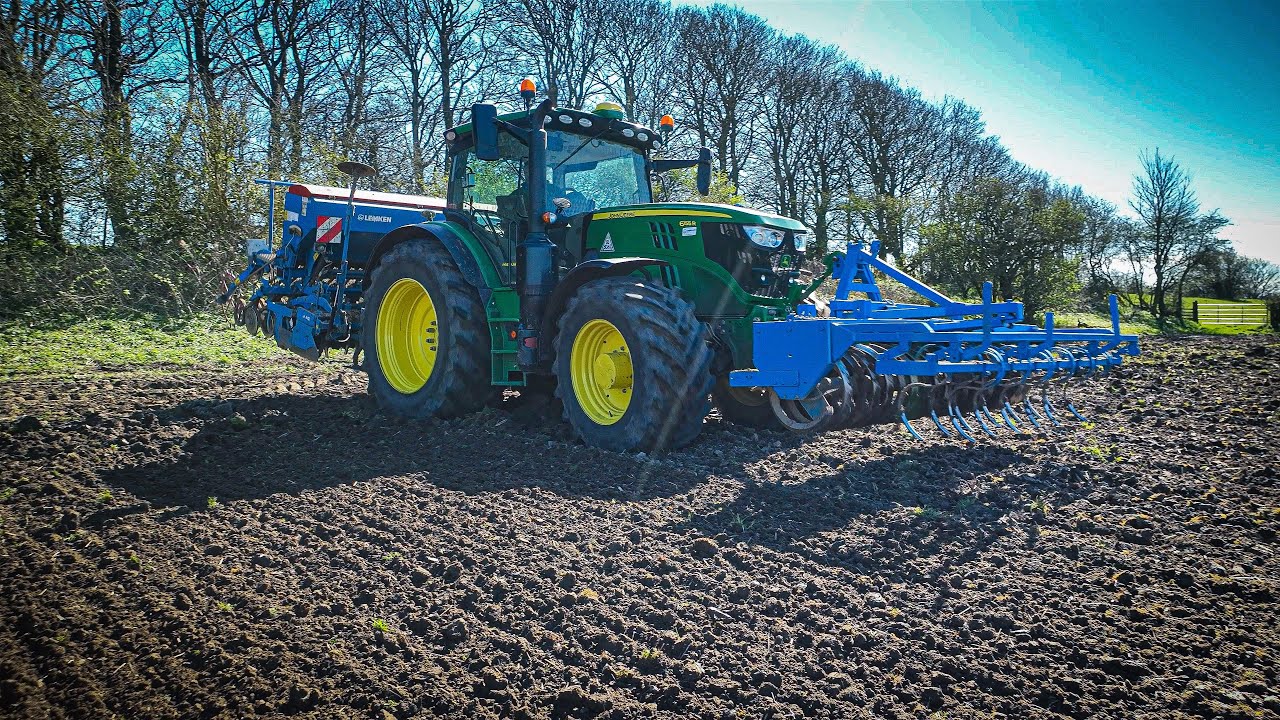 Baxters sowing spring barley (4K) - YouTube