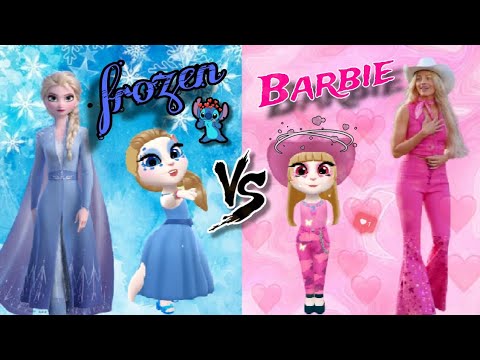 Frozen elsa / vs/ Barbie my talking Angela 2 #tiktok #ytshort #barbie # ...